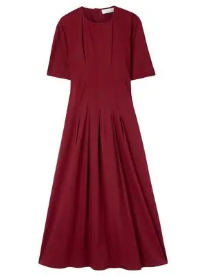 Proenza Schouler White Label Ainsley Pleated Cotton-blend Twill Midi Dress - Burgundy