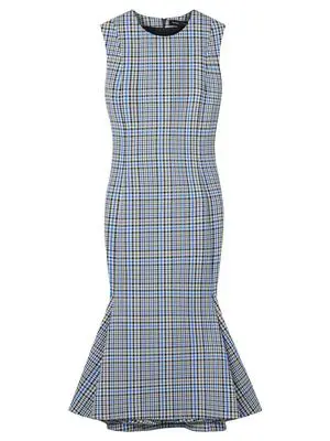 Proenza Schouler Bruna Checked Twill Midi Dress - Blue