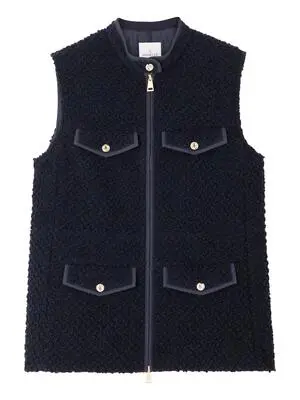 Moncler Fallavier Appliquéd Quilted Shell And Wool-bouclé Down Vest - Blue