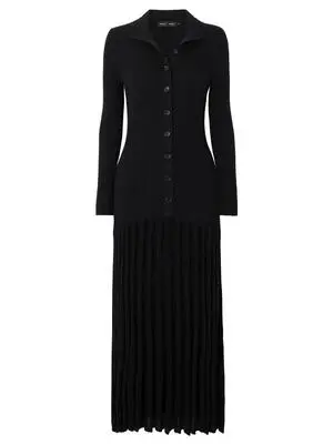 Proenza Schouler Jada Pleated Ribbed-knit Wool Maxi Dress - Black