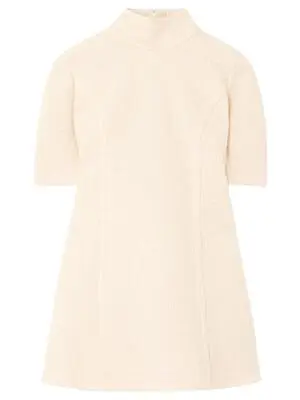Patou Turtleneck Wool-blend Tweed Mini Dress - Cream