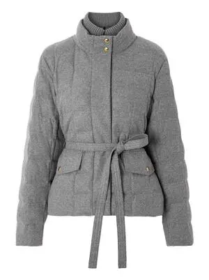 Moncler Bussettes Belted Quilted Down Jacket - Gray