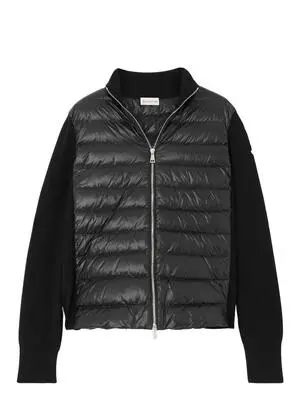 Moncler Wool And Quilted Shell Down Cardigan - Black