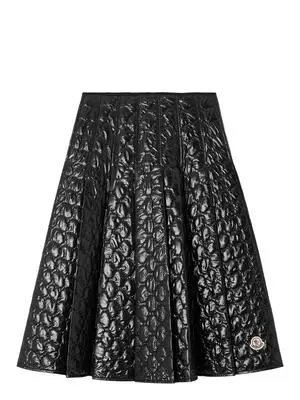 Moncler Appliquéd Pleated Quilted Shell Skirt - Black