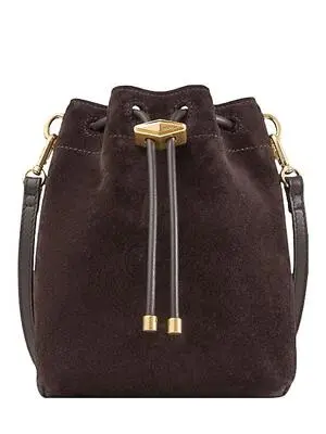 JIMMY CHOO Cinch Mini Suede Cross Body Bag - Coffee/gold