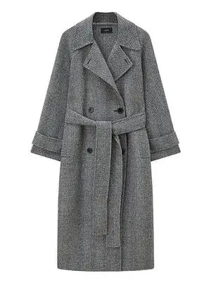 JOSEPH Navarre Linear Double-face Wool Coat - Ivory/smoke
