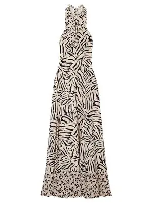 Maison Mayle Valentine Ruffled Printed Silk-crepe Halterneck Maxi Dress - Multi