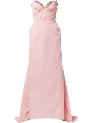 Alexander McQueen Strapless Crystal-embellished Taffeta Gown - Pink