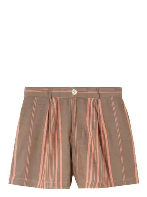MARRAKSHI LIFE Striped Pleated Shorts - Brown