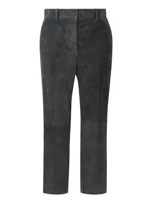 JOSEPH Coleman Stretch-suede Slim-leg Pants - Gray