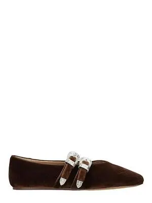 Le Monde Beryl Claudia Double-strap Suede Flats - Brown
