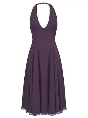 House Of Cb Halter Georgette Woven Sundress - Grape