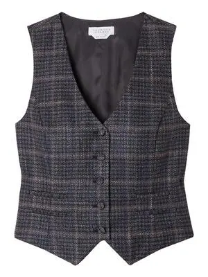 Gabriela Hearst Coleridge Checked Wool And Silk-blend Vest - Gray