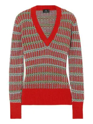 Etro Jacquard-knit Wool-blend Sweater - Red