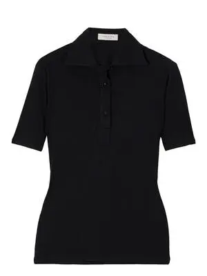 Giuliva Heritage The Daphne Ribbed Polo Shirt - Black