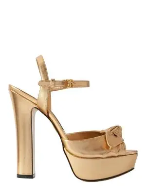 Dolce & Gabbana Knotted Metallic Leather Platform Sandals - Gold