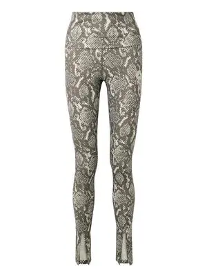 Adidas By Stella McCartney Snake-print Recycled-stretch Leggings - Gray