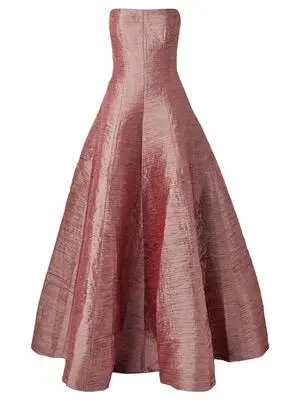 MARMAR HALIM Strapless Plissé-taffeta Gown - Pink