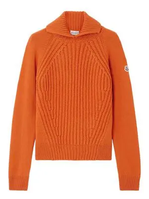 Moncler Ribbed Wool And Cashmere-blend Turtleneck Sweater - Orange