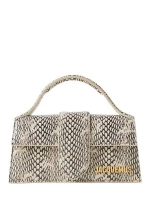 Jacquemus The Bambino Snake-Effect Leather Shoulder Bag Beige