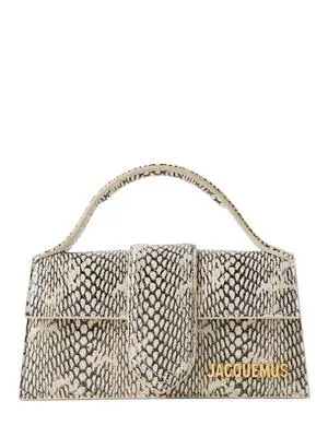 Jacquemus The Bambino Snake-effect Leather Shoulder Bag - Neutrals