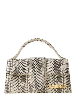 Jacquemus The Bambino Snake-Effect Leather Shoulder Bag Neutrals