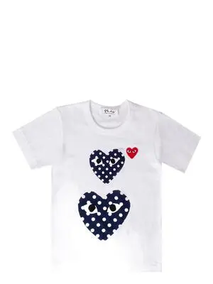Play Comme Des Garcon T-shirt With Polka Dot Heart - White