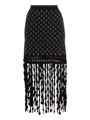Simkhai Filippa Lattice Fringed Skirt - Black