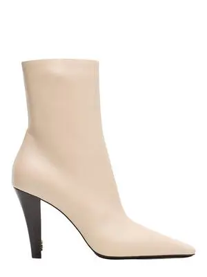 Saint Laurent Jill Leather Booties Beige