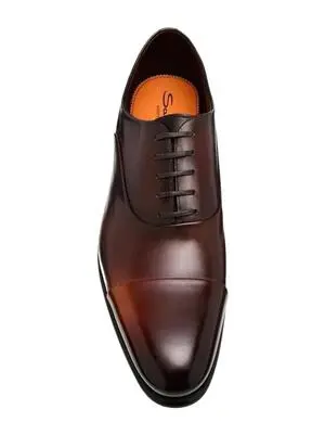 Santoni Isaac Cap-Toe Leather Oxford Shoes Mdbrwn