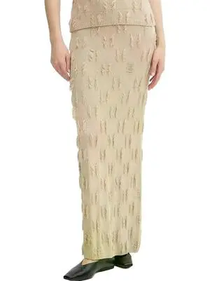SAMSOE SAMSOE Fringe-detail Knit Midi Skirt - Neutrals