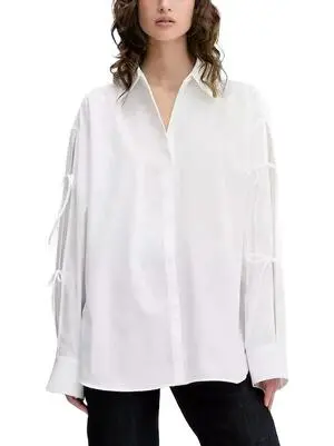 Hugo Slit-sleeve Tie-detail Shirt - White