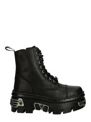NEW ROCK Lace-up Platform Boots - Black
