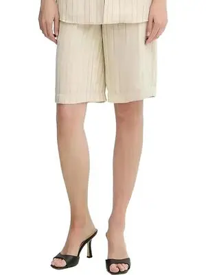 Armani Exchange Pinstripe Elastic-waist Shorts - Neutrals