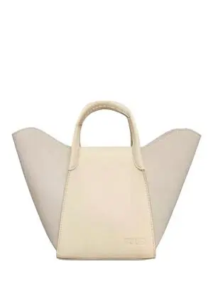 TOUS Tulip Suede-panel Leather Tote Bag - White
