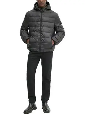 Karl Lagerfeld Quilted Hooded Jacket - Black