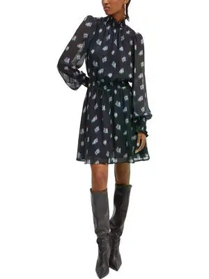 SILVIAN HEACH Floral Smocked-waist Dress - Black