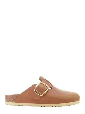 BIRKENSTOCK Buckle Leather Clogs - Brown
