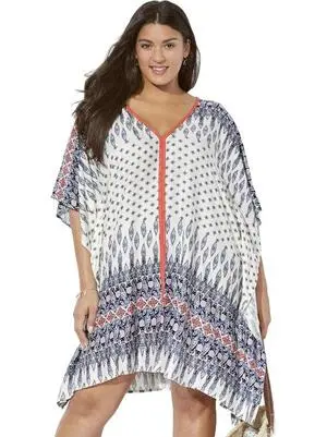 SWIMSUITS FOR ALL Kelsea Cover Up Tunic - Blue Boho Coral