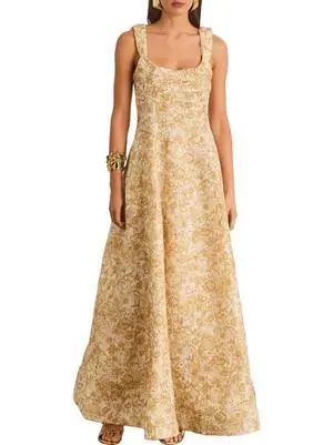 AQUA BLU AUSTRALIA Adele Pleated Maxi Dress - Gold