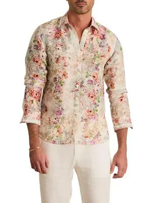 AQUA BLU AUSTRALIA Relaxed Fit Blake Shirt - White Floral Print