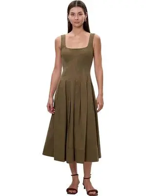 Rebecca Taylor Edith Garment-dyed Midi Dress - Olive