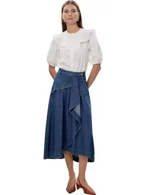 Rebecca Taylor Edith Denim Wrap Skirt - Edith Indigo