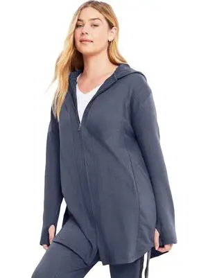 JUNE + VIE Zip-up French Terry Hoodie - Blue Haze