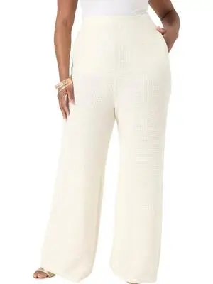 JUNE + VIE Knitted Wide Leg Sweater Pants Sugar Swizzle