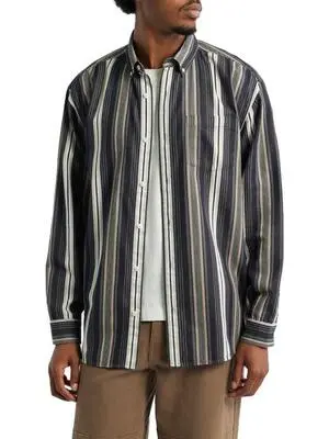 Bp. Stripe Cotton Button-down Shirt - Black Mixed Stripe