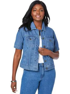 JESSICA LONDON Denim Short Sleeve Jacket - Medium Stonewash