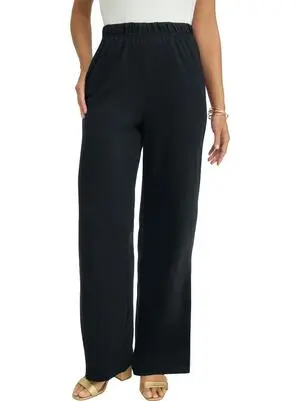 JESSICA LONDON Soft Ease Wide Leg Pant - Black