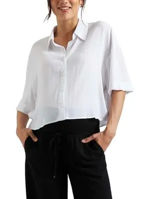 RIPE MATERNITY Farrah Crop Shirt - White