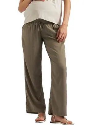 RIPE MATERNITY Wide Leg Linen Pant - Olive